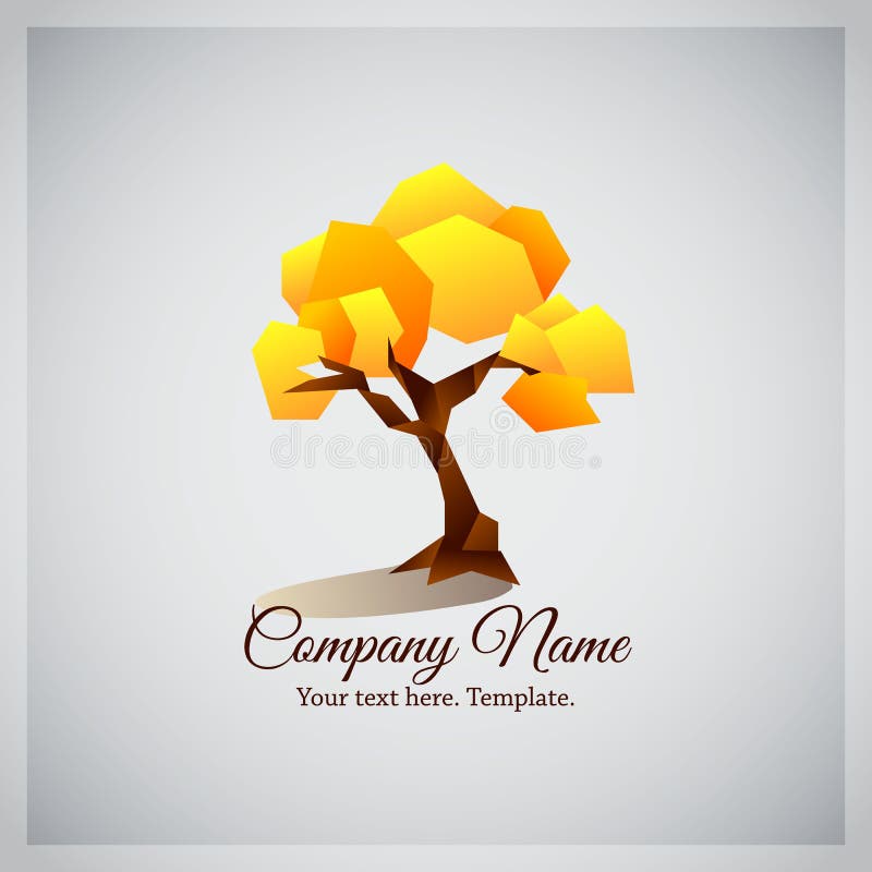 Company Business Logo with Geometric Yellow Tree Stock Vector ...