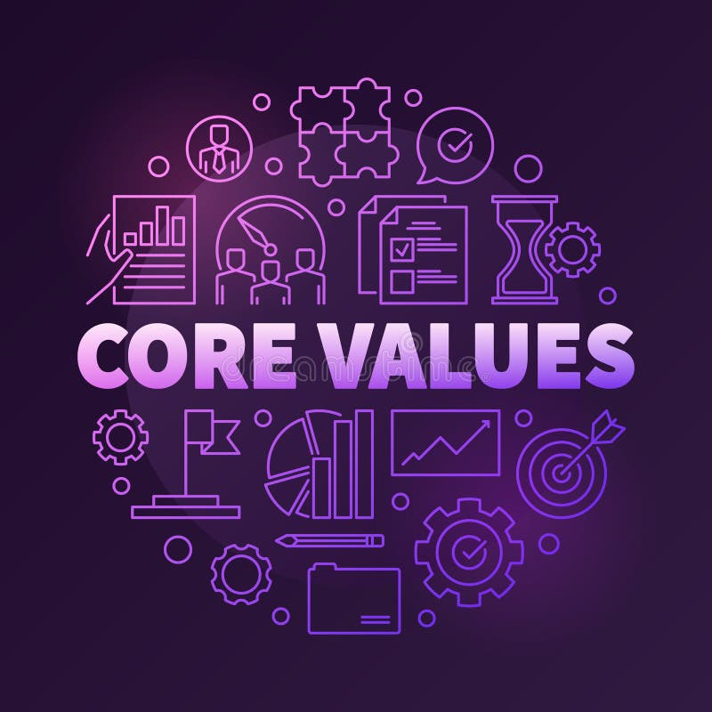 Vector Core Values Outline Modern Banner on Dark Background Stock ...