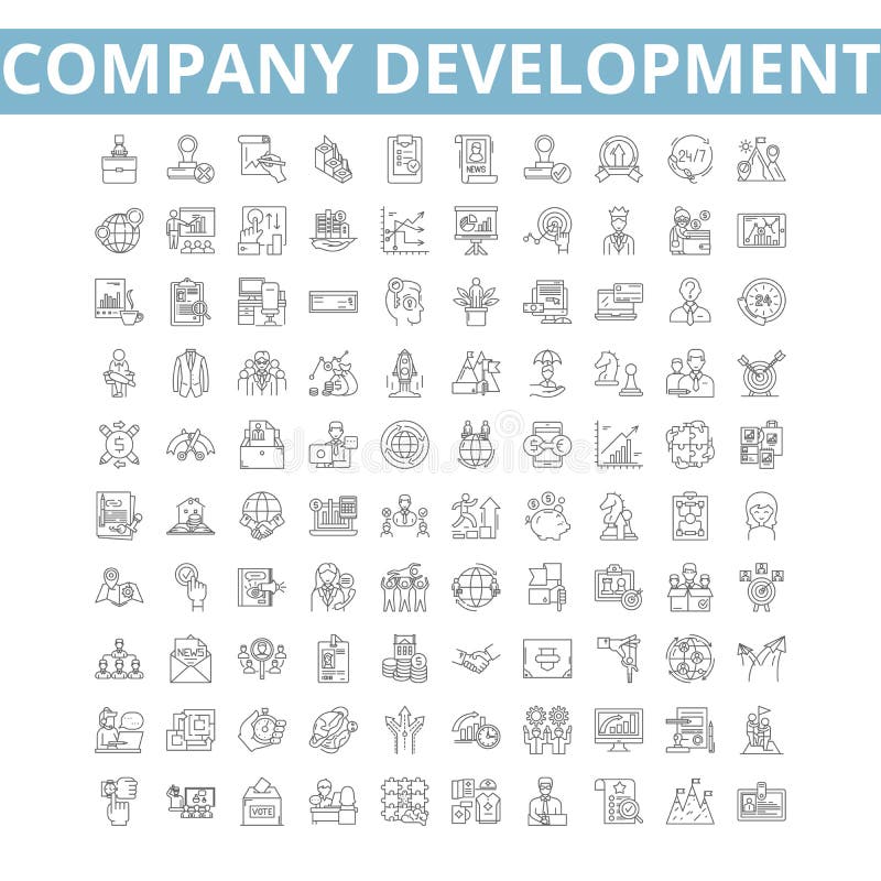 Company Development Icons, Line Symbols, Web Signs, Vector Set ...