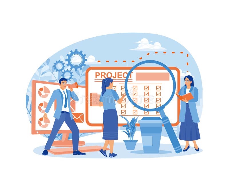 Company Employees Set Work Schedules. Complete Work on Time Stock ...