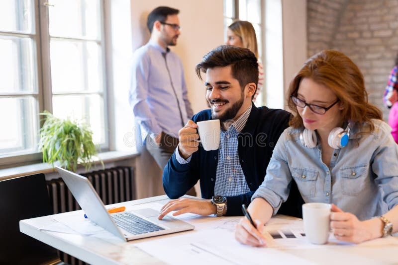 Company Employees Working in Office Stock Photo - Image of plan, ideas ...