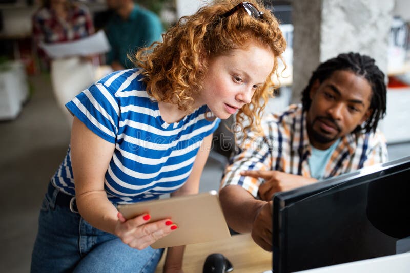 Company Employees Working in Software Development and Designer Office ...