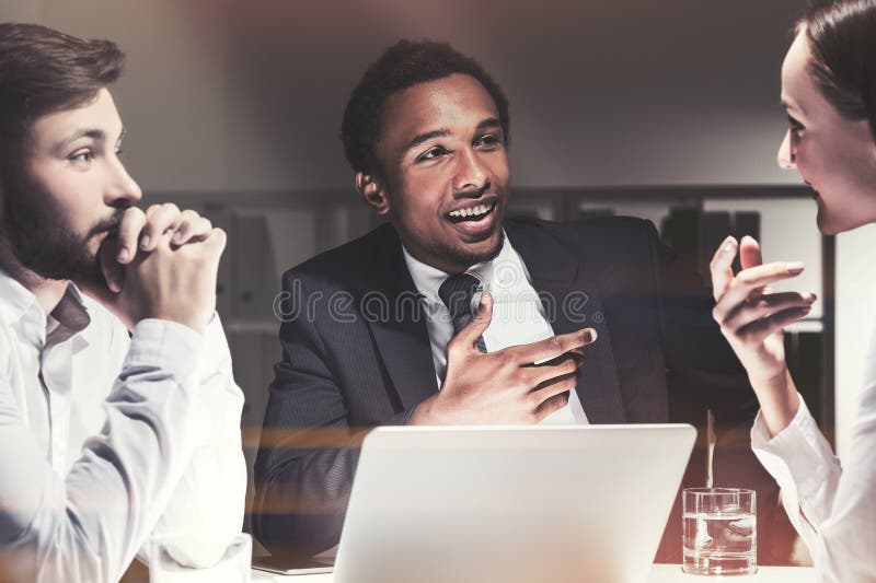 Company Founders Discuss Stuff Stock Photo - Image of businesswoman ...