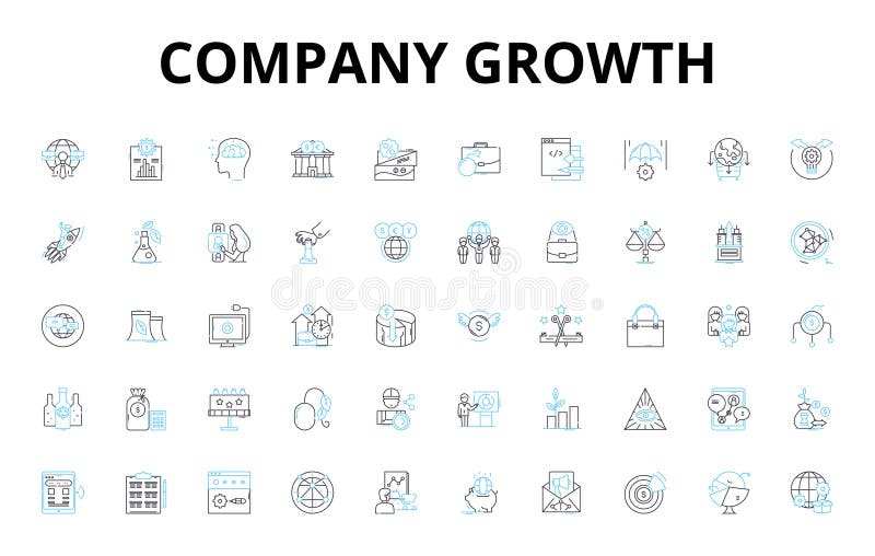 Company Growth Linear Icons Set. Expansion, Development, Progression ...
