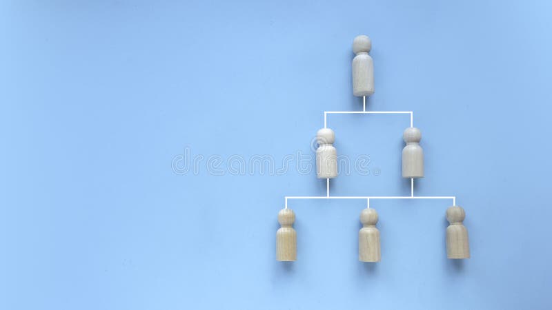 Company Hierarchical Organizational Chart of Blocks on Blue Background ...