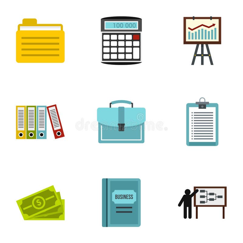 Company Icons Set, Flat Style Stock Vector - Illustration of company ...