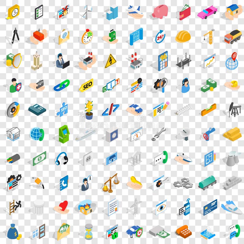 100 Company Icons Set, Isometric 3d Style Stock Vector - Illustration ...