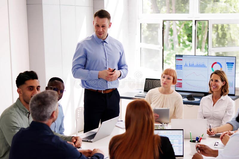 Company Inside Meeting in Office Boardroom Stock Photo - Image of ...