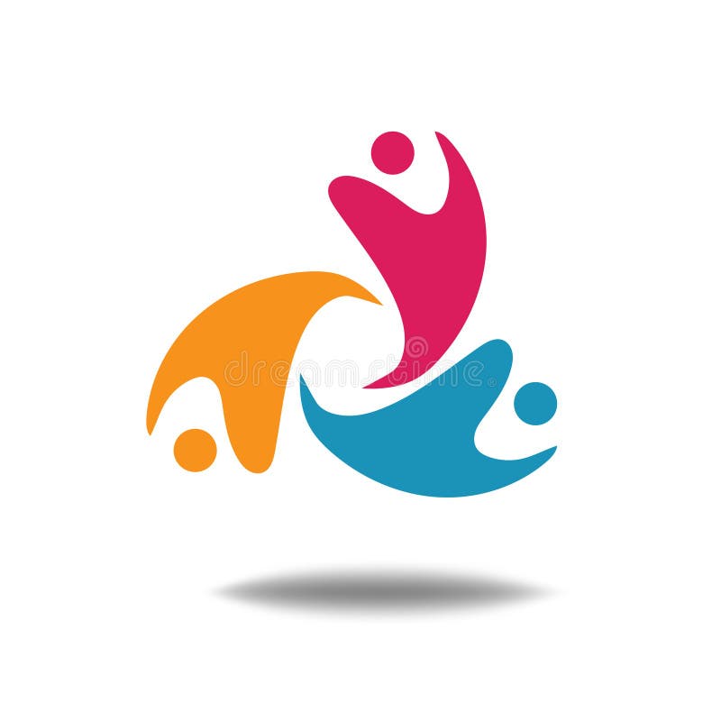 Company Logo with Cartoon Shape of People Symbolizing Unity and ...