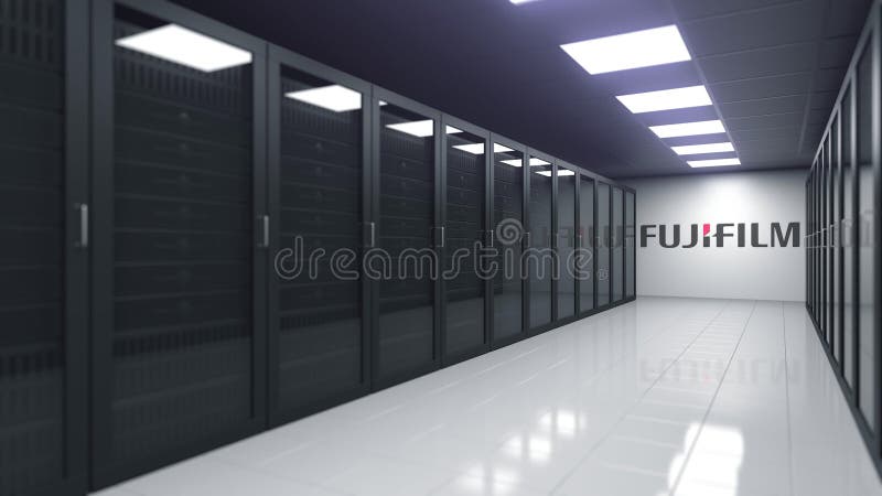 Logo of FUJIFILM on the Wall of a Server Room, Editorial 3D Rendering ...