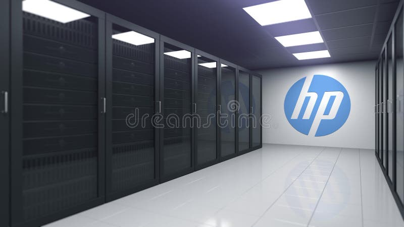 HEWLETT-PACKARD COMPANY Logo in the Server Room, Editorial 3D Rendering ...