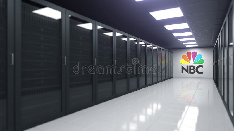Logo of NBC on the Wall of a Server Room, Editorial 3D Rendering ...