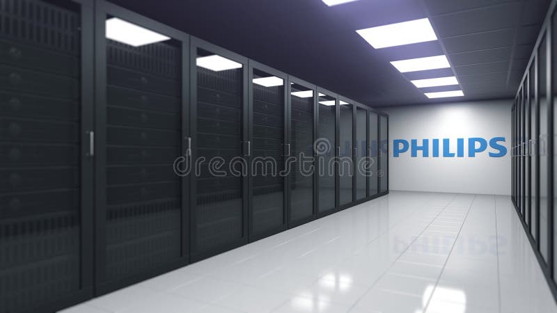 PHILIPS Logo in the Server Room, Editorial 3D Rendering Editorial ...
