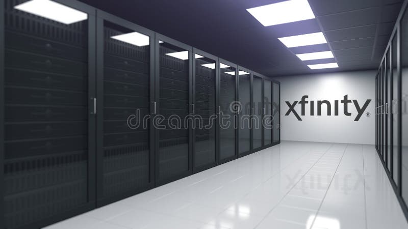 XFINITY Logo in the Server Room, Editorial 3D Rendering Editorial ...