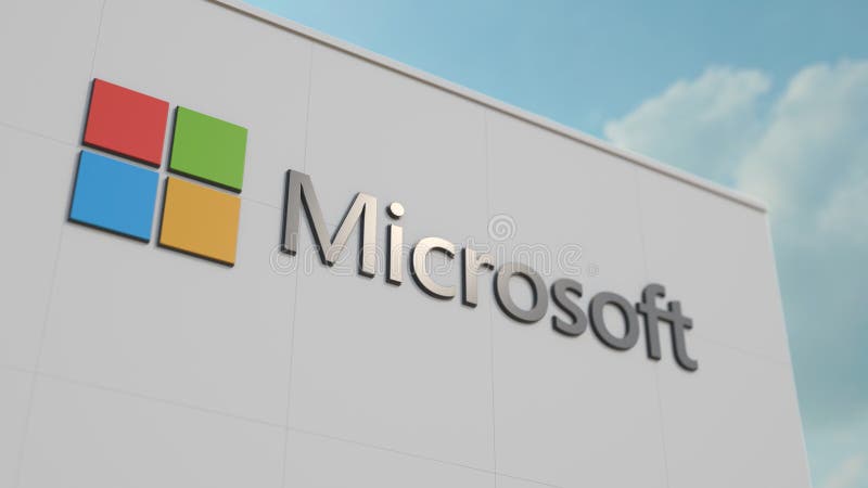 Microsoft Logo on the Wall. Editorial 3D Rendering Editorial Photo ...
