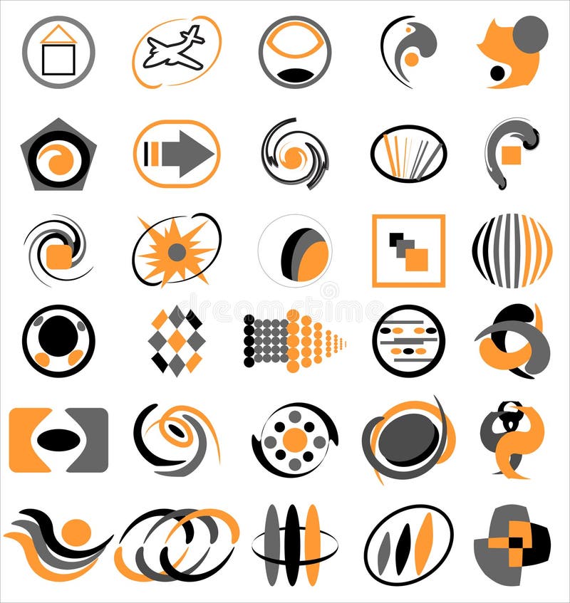 12 orange and grey logos stock vector. Illustration of clip - 3038720