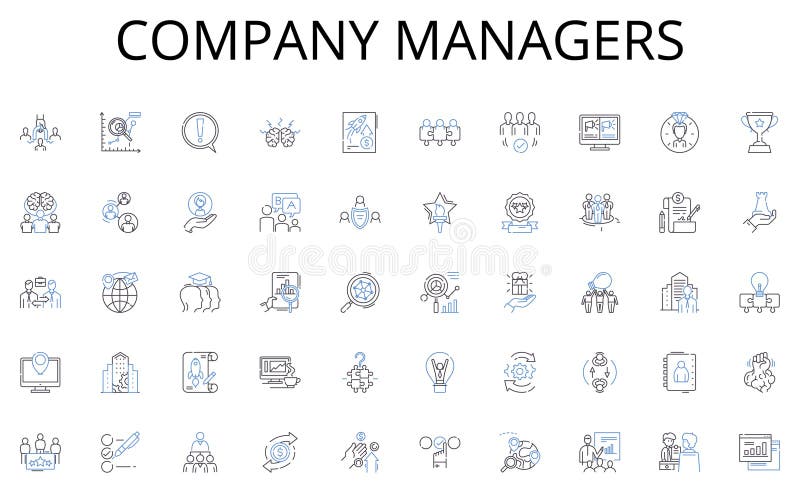 Company Managers Line Icons Collection. Impression, Click-through ...