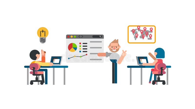 Company Meeting Led by a Team Leader Stock Vector - Illustration of ...