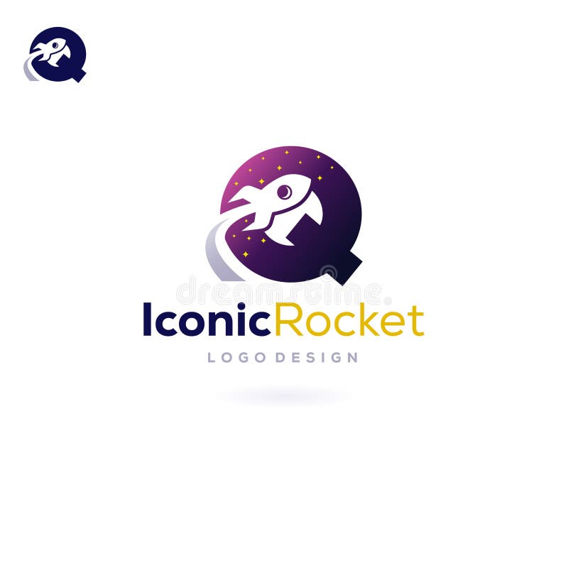 Letter Q Rocket Logo Spacecraft Fly into Space Stock Vector ...