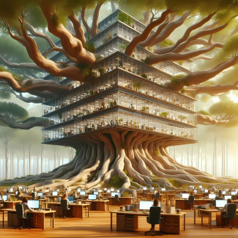 Large Tree House Company Office Stock Illustration - Illustration of ...