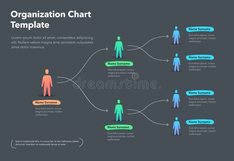 Company Organization Chart Template with Place for Your Content - Dark ...
