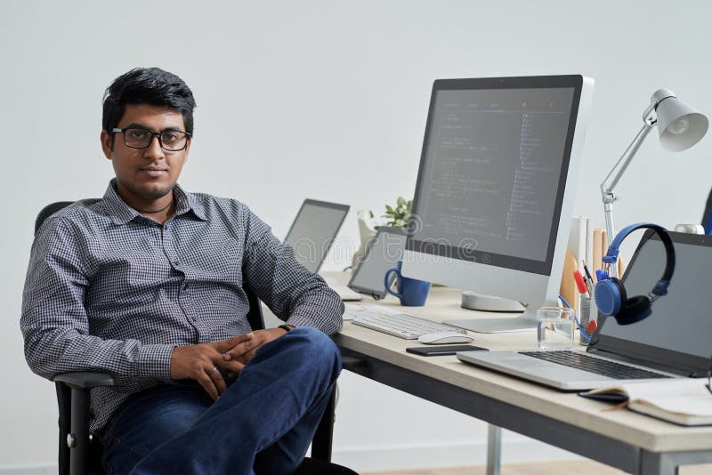 Company Owner Smiling in Office Stock Photo - Image of marketing ...