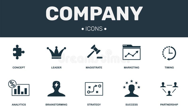 Company Set Icons Collection. Includes Simple Elements Such As Leader ...
