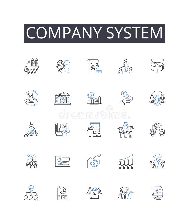 Company System Line Icons Collection Business Structure Corporation Framework Enterprise