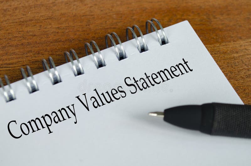 Company Values Statement Text on White Notepad with Wooden Table ...