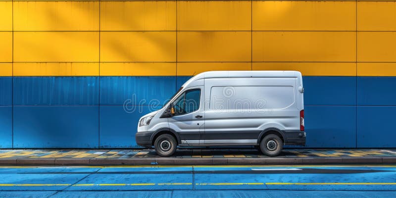 Comparative Analysis of Various Courier Vans Parked Against a Bold ...