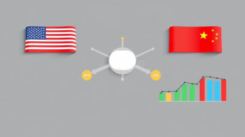 Comparative Economic Analysis with USA and China Flags, Growth ...