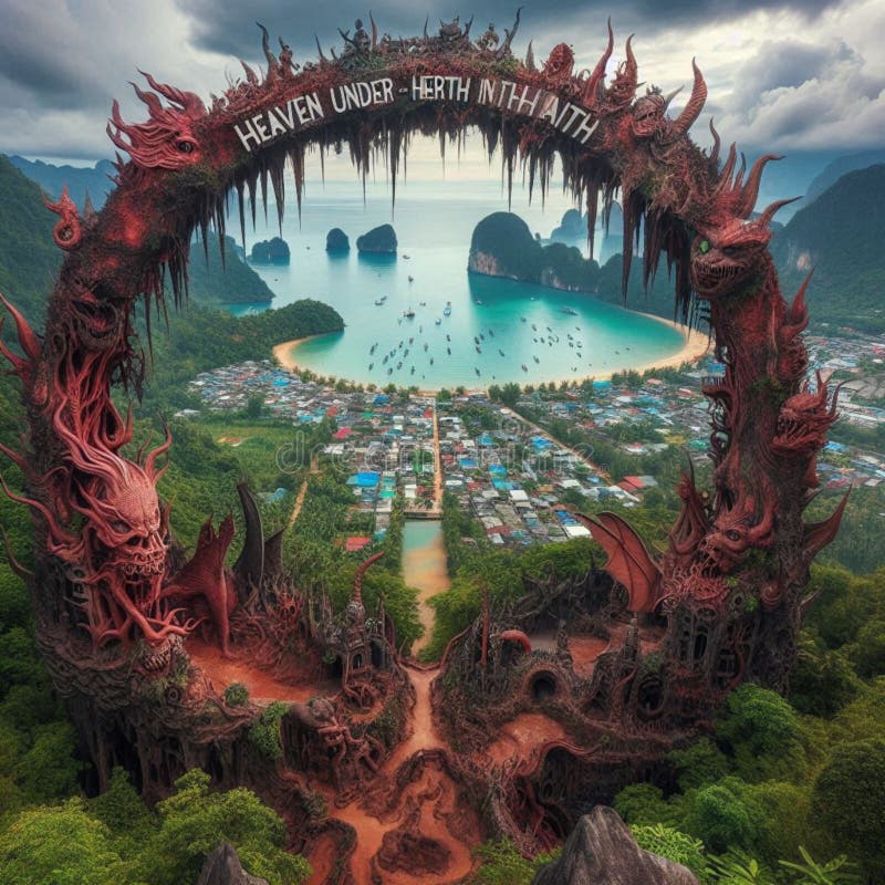 Comparative Image of Heaven Under the Earth - Hell on Earth, Phang Nga Province, a Tourist ...