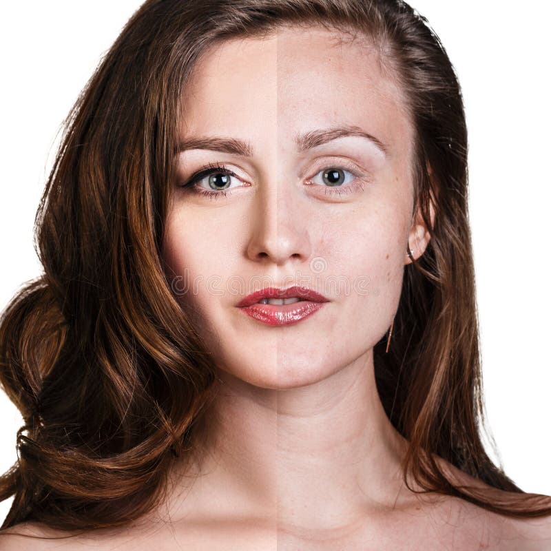 Comparative Portrait of Beautiful Woman Face Stock Photo - Image of ...