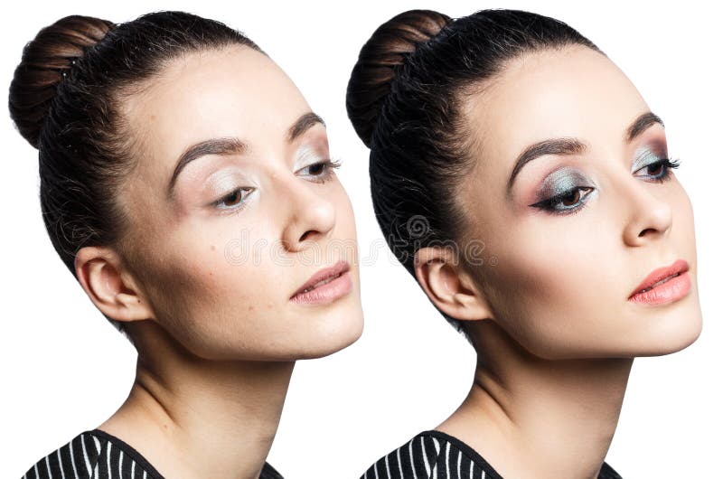 Comparative Portrait of Beautiful Woman Face Stock Image - Image of ...
