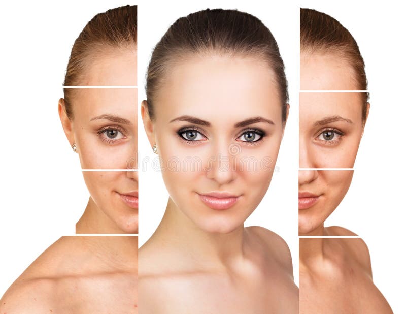 Comparative Portrait of Beautiful Woman Face Stock Image - Image of ...