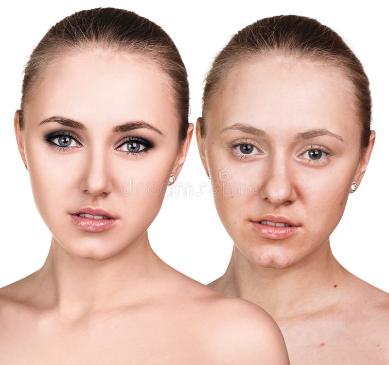 Comparative Portrait of Beautiful Woman Face Stock Image - Image of ...