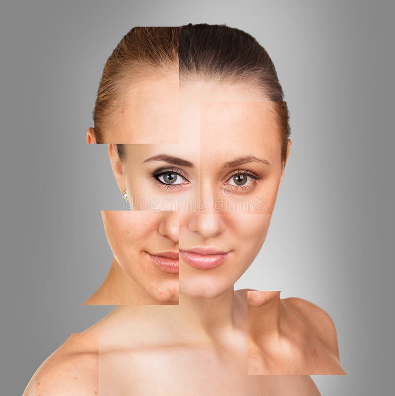 Comparative Portrait of Female Face Stock Image - Image of editing ...