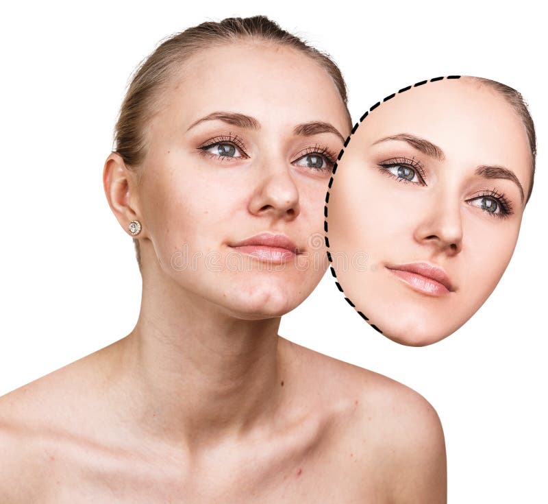 Comparative Portrait of Female Face Stock Image - Image of attractive ...