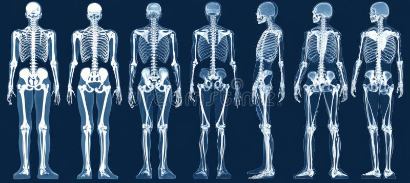 Comparative X-Ray Series Human Skeletal System, Front and Side Views ...