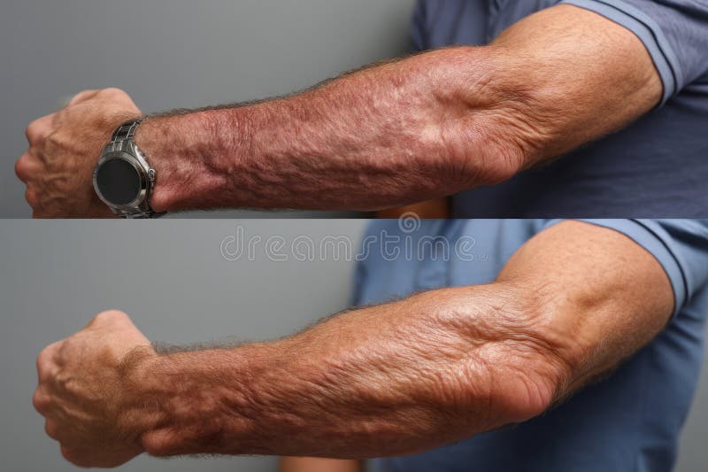 Comparative Study of Flexed Male Arms Showing Muscle Definition and ...