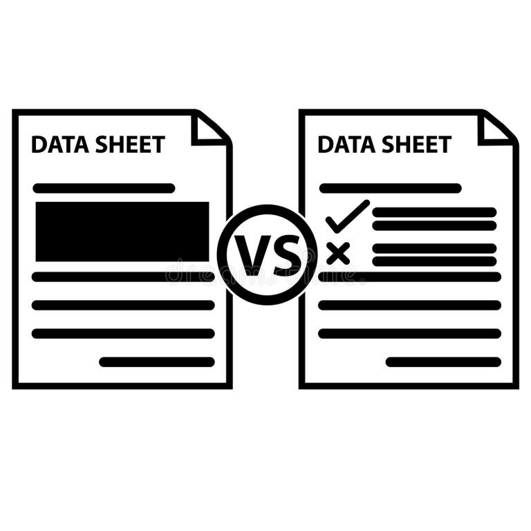 Compare Icon. Two File Difference Analysis Sign. Data Sheet Document ...