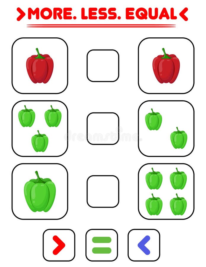 Compare the Number of Peppers. Write the Sign More , less, Equal ...
