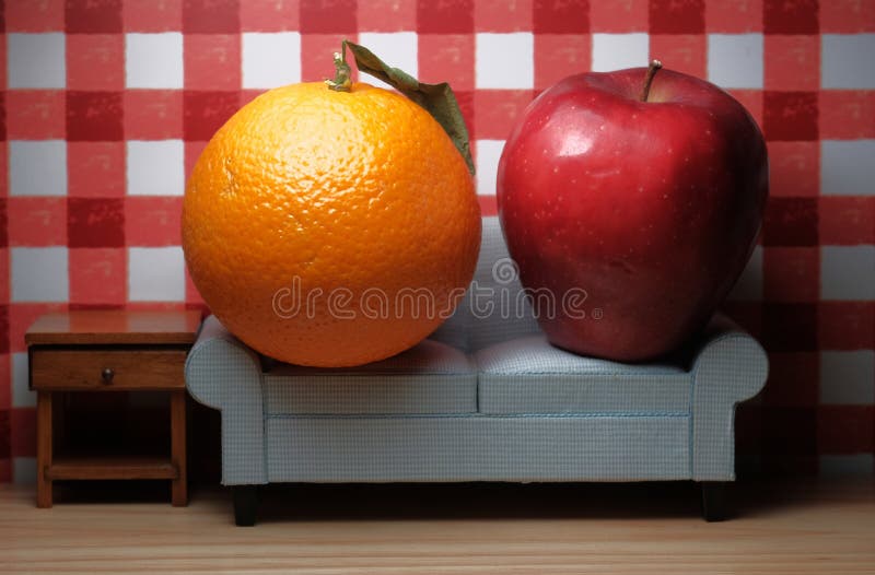 Comparing Apples and Oranges Stock Photo - Image of conceptual, room ...