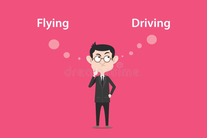 Comparing Benefits between Flying or Driving Illustration with a White ...