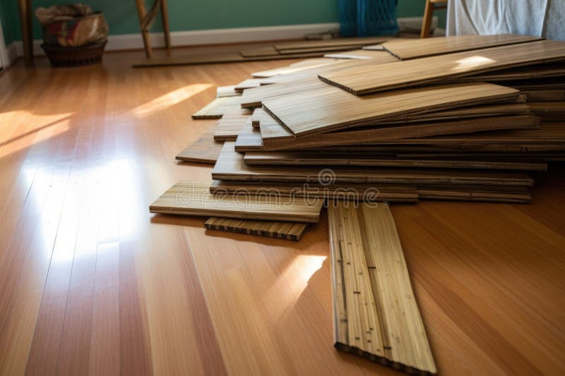 Comparing Clean and Dirty Bamboo Flooring Sections Stock Photo - Image ...