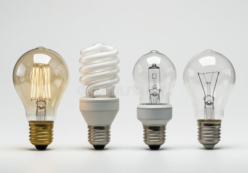 Comparing Different Types of Light Bulbs for Energy Efficiency Stock ...
