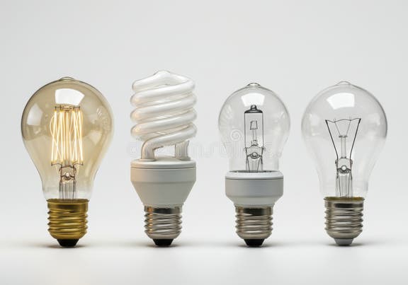 Comparing Different Types of Light Bulbs for Energy Efficiency Stock Illustration - Illustration ...