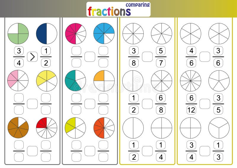 Comparing Fractions, Use less Than or More Than Sign Compare the ... Comparing Fractions, Use less Than or More Than Sign Compare the ...