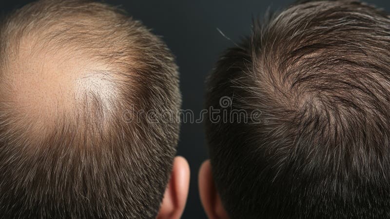 Comparing Hair Loss Patterns in Two Individuals Showcasing Different ...