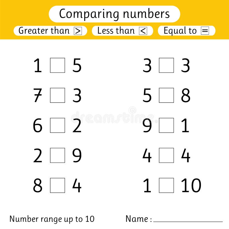 Comparing Numbers. less Than, Greater Than, Equal To. Worksheet for ... Comparing Numbers. less Than, Greater Than, Equal To. Worksheet for ...